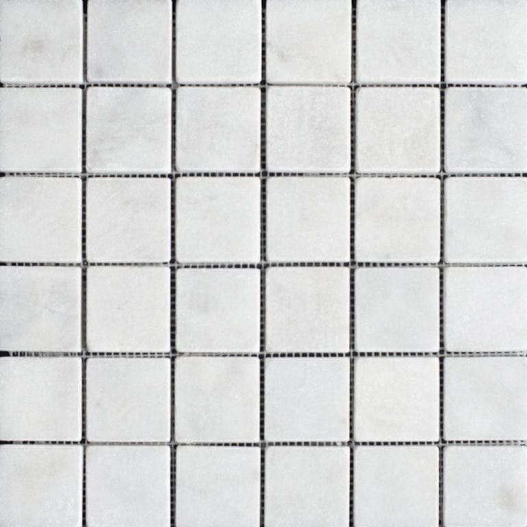 White Carrara T Tumbled Marble Mosaic Straight 2x2 Inch | Stone Access ...