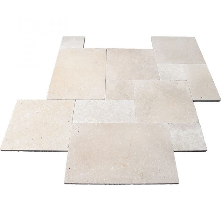 Ivory Light Tumbled Travertine French Pattern Paver | Stone Access Inc ...
